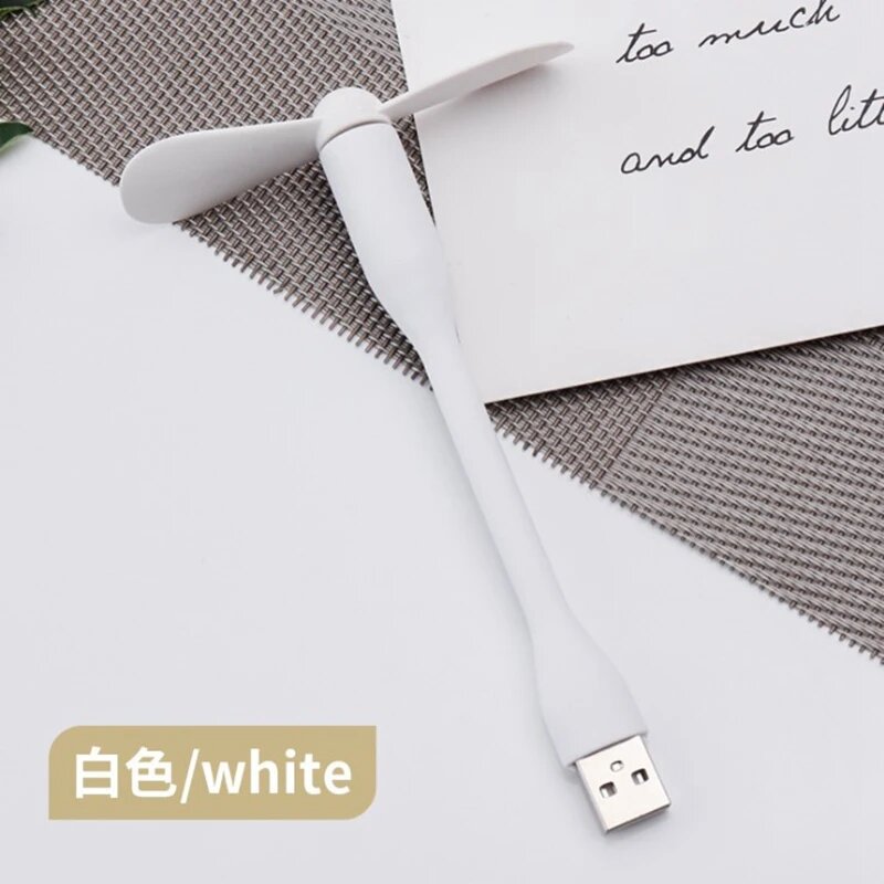 Мини-USB-вентилятор Гибкий гибкий вентилятор для Power Bank Ноутбук ПК Зарядное Белый, White