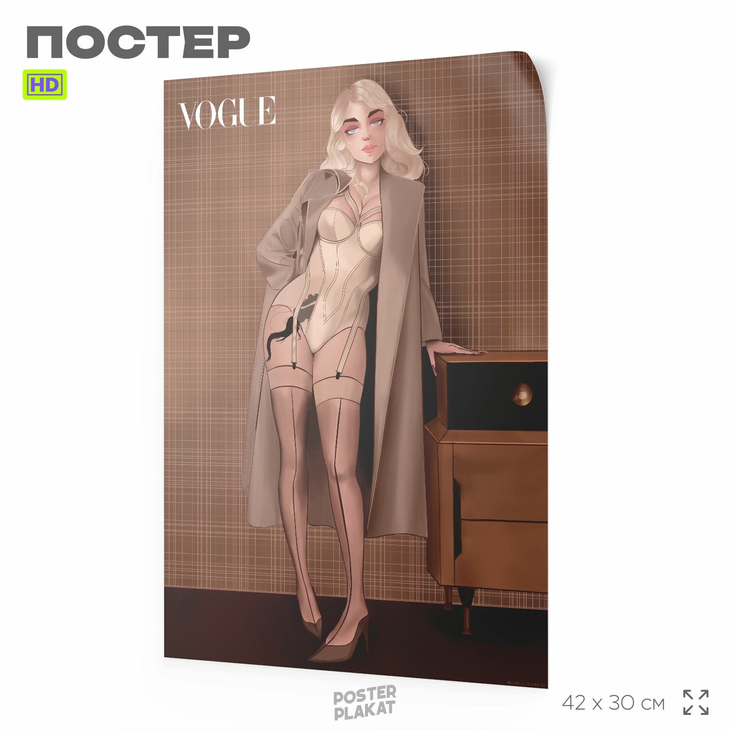 Постер для интерьера с певицей Билли Айлиш, Billie Eilish, А3 (420х297 мм), интерьерный, SilverPlane