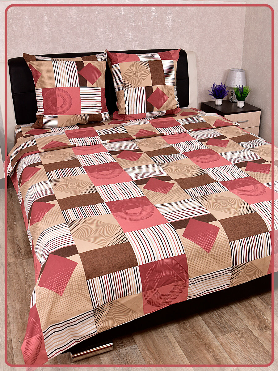 Постельное белье Шуйская бязь Квадро 20792-2 Евро-макси