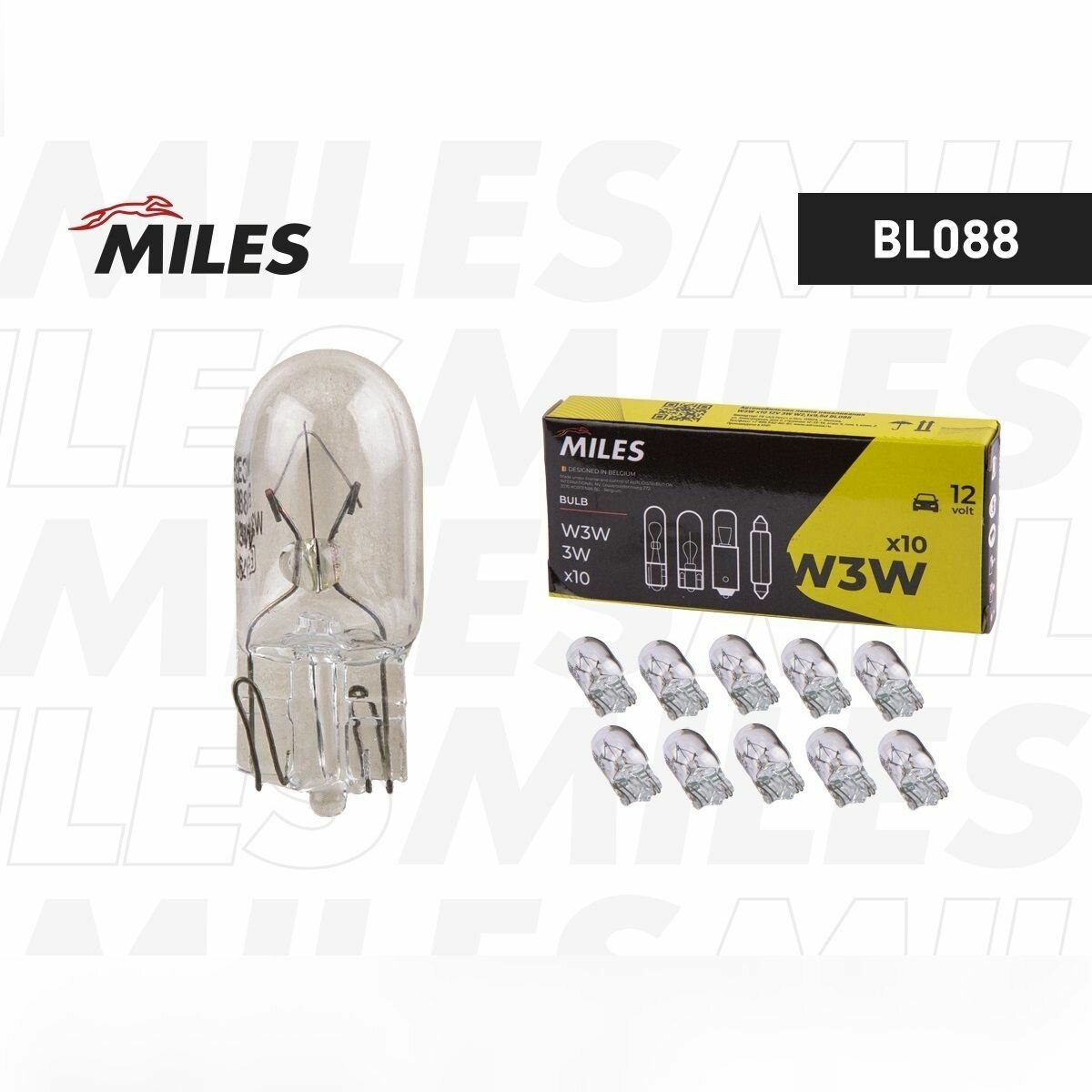 Лампа накаливания Miles BL088, для стоп-сигналов и указателей поворота, 12В, 3Вт