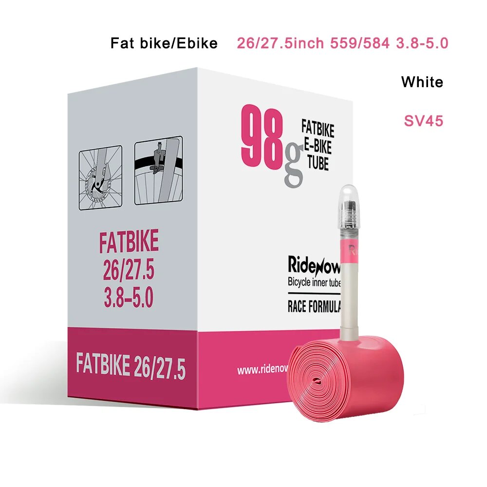 RideNow внутренняя камера для Fatbike 26-27.5 дюймов 98G26 SV45 WHITE