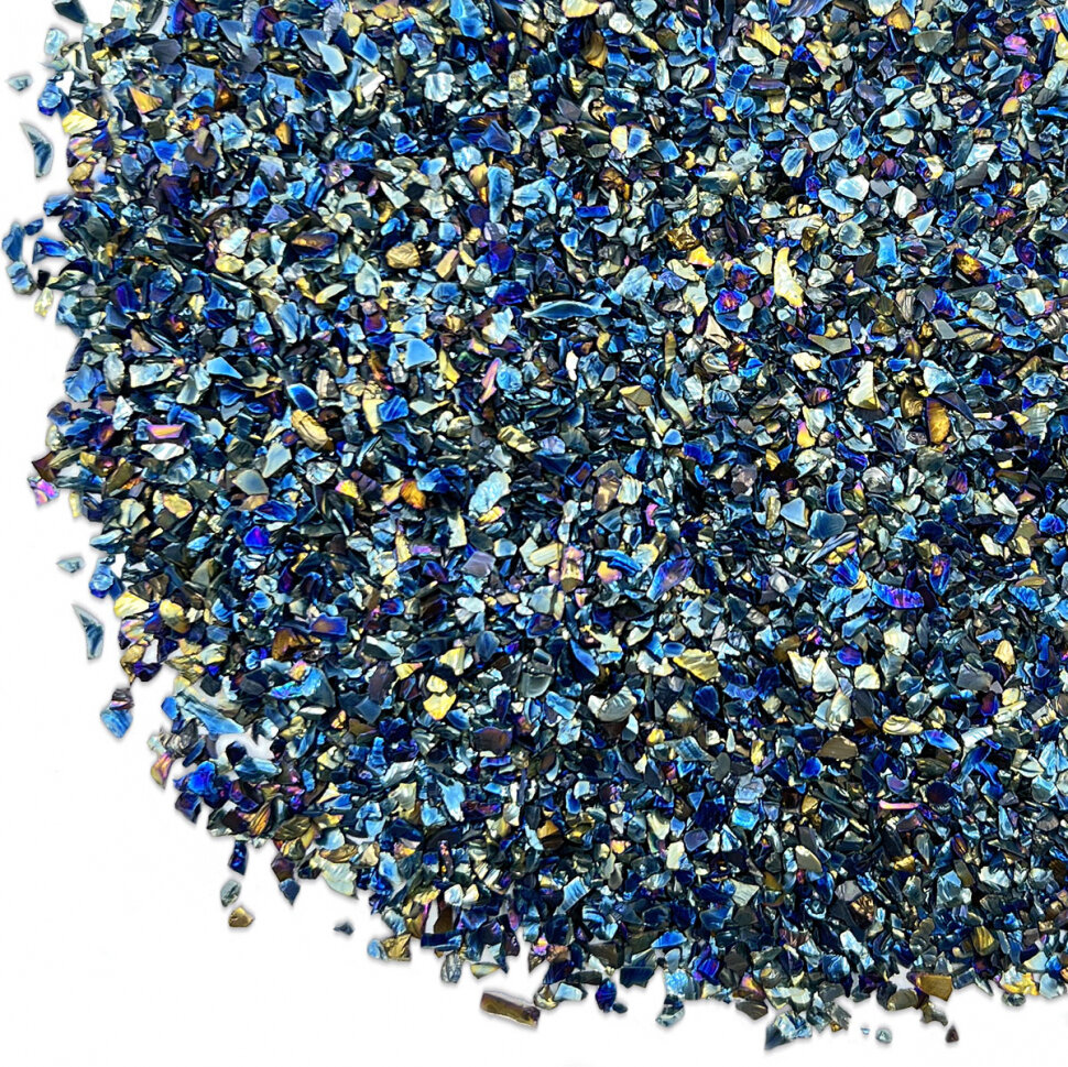 Стеклянная крошка мелкая гальваника синяя EPOXYMASTER, 100г