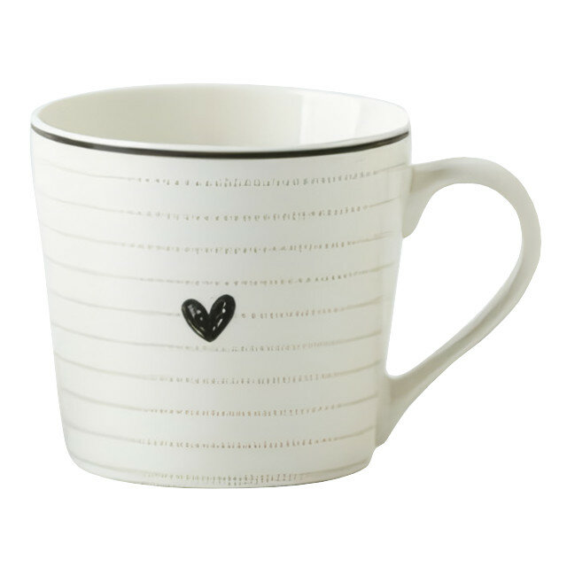 TODELIA кружка Сердца широкие полосы 380 мл костяной фарфор кухонная посуда
