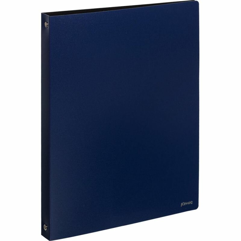 Комус Папка на 4-х кольцах, с карманом для CD или визитки, темно-синяя, 25 мм.