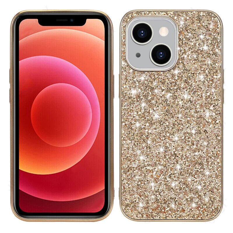 Золотой чехол с блестками для iPhone 12