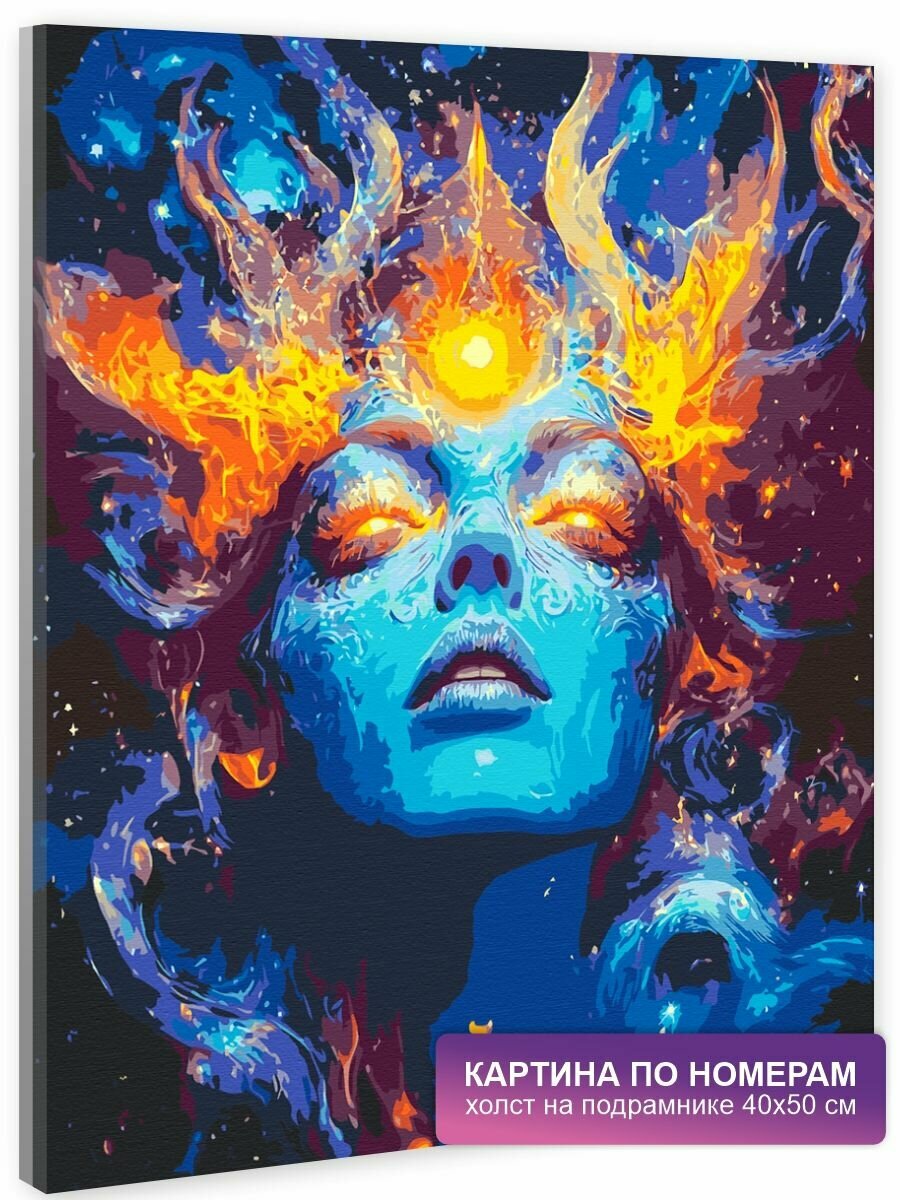 Картина по номерам на холсте с подрамником 40х50 см. Антистресс, мандалы, чакры. "Девушка, третий глаз", арт. 7573/