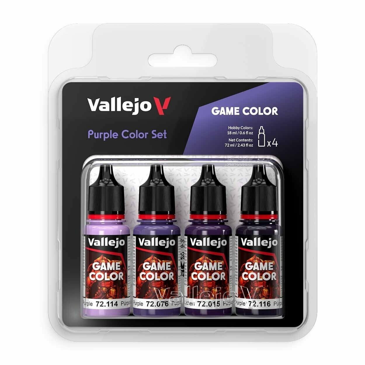 Набор акриловых красок Vallejo Game Color - Purple 72382, 4 шт по 18 мл