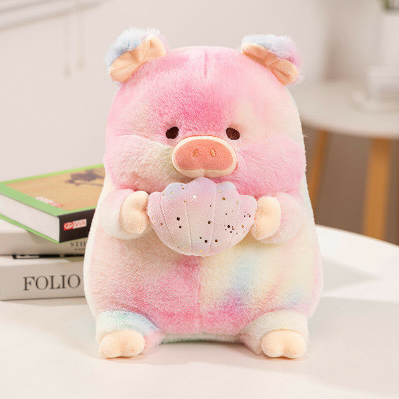 Delightful rainbow pig plush cuddle toy short velvet stuffed animal for kids and gifts