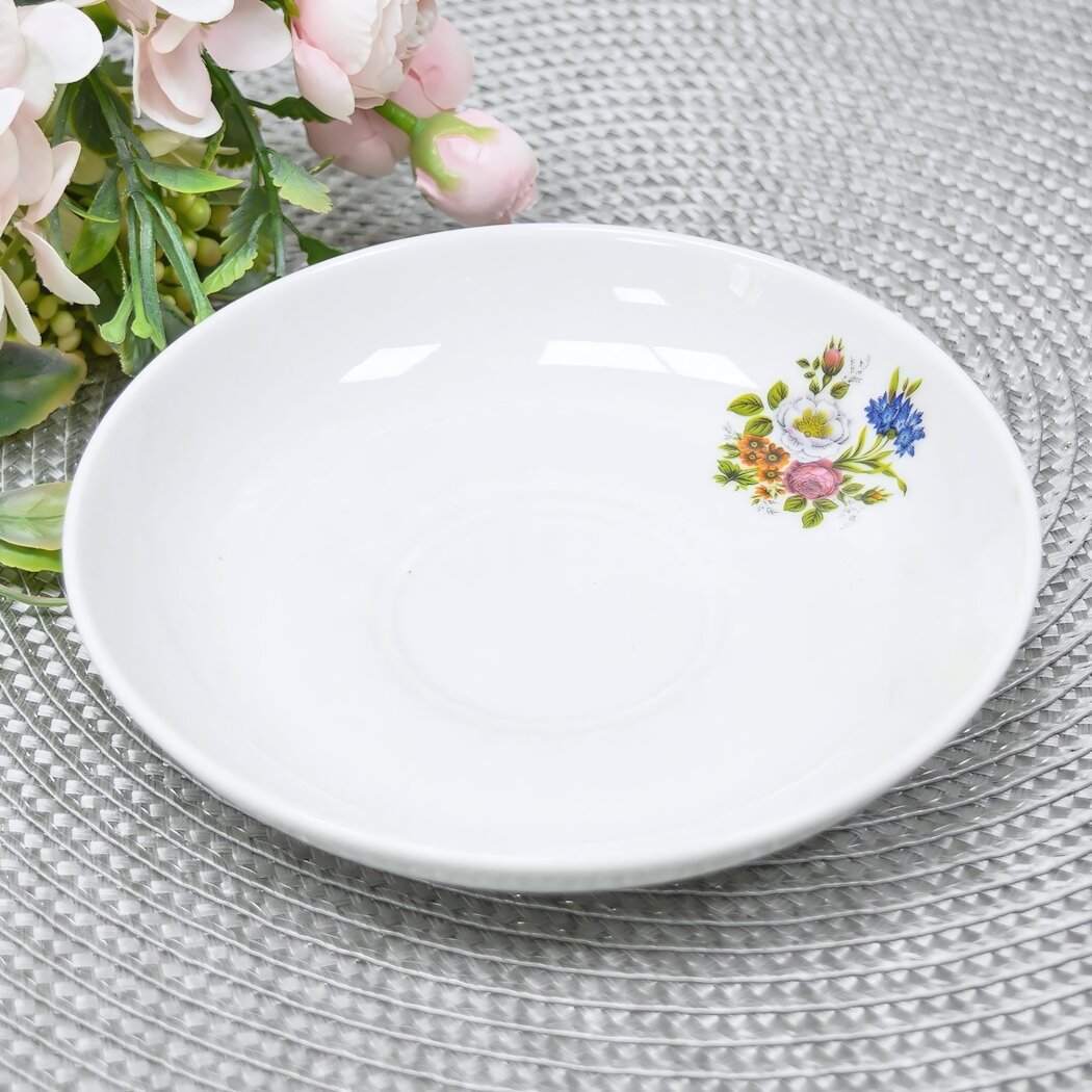 Блюдце 150мм 'Букет цветов', фарфор, белое, для сервировки стола