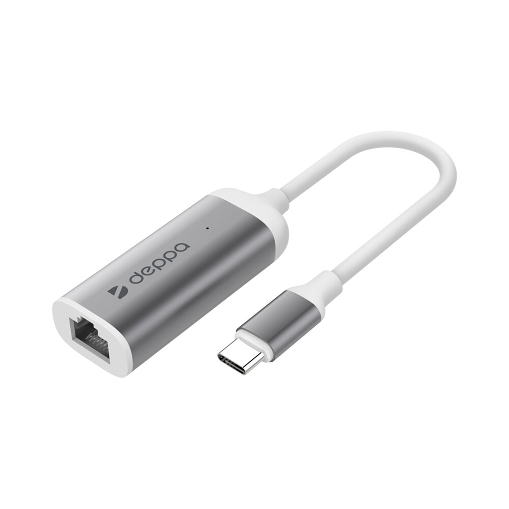 Переходник USB Type-C - Gigabit Ethernet, графит, Deppa / Без заводской упаковки 73119-OZ