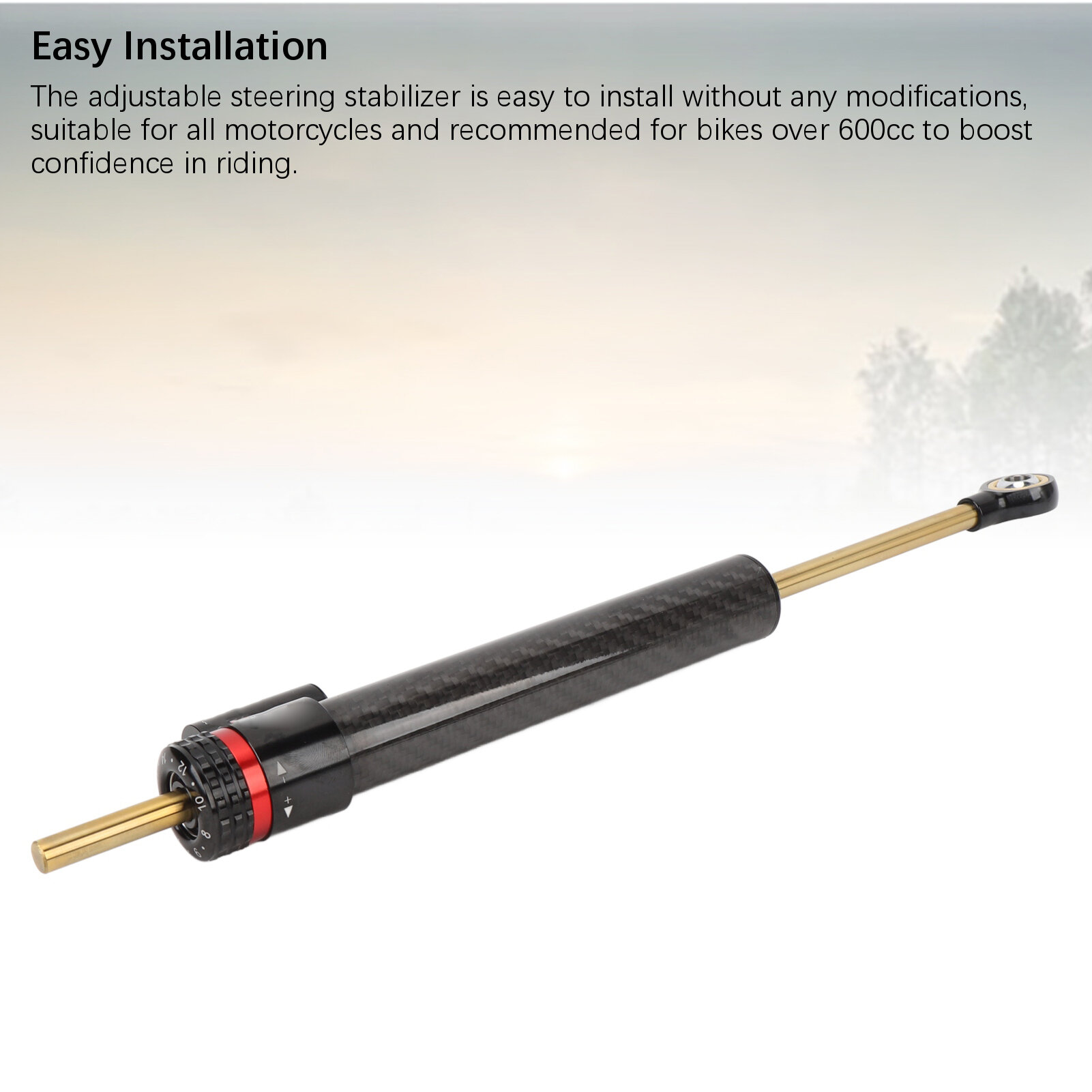 Мотоциклетный демпфер рулевого управления, стабилизатор, повышенная безопасность, улучшенная устойчивость, чувствительное управление, алюминиевый сплав, регулируемый рулевой демпфер для мотоцикла, стиль из углеродного волокна