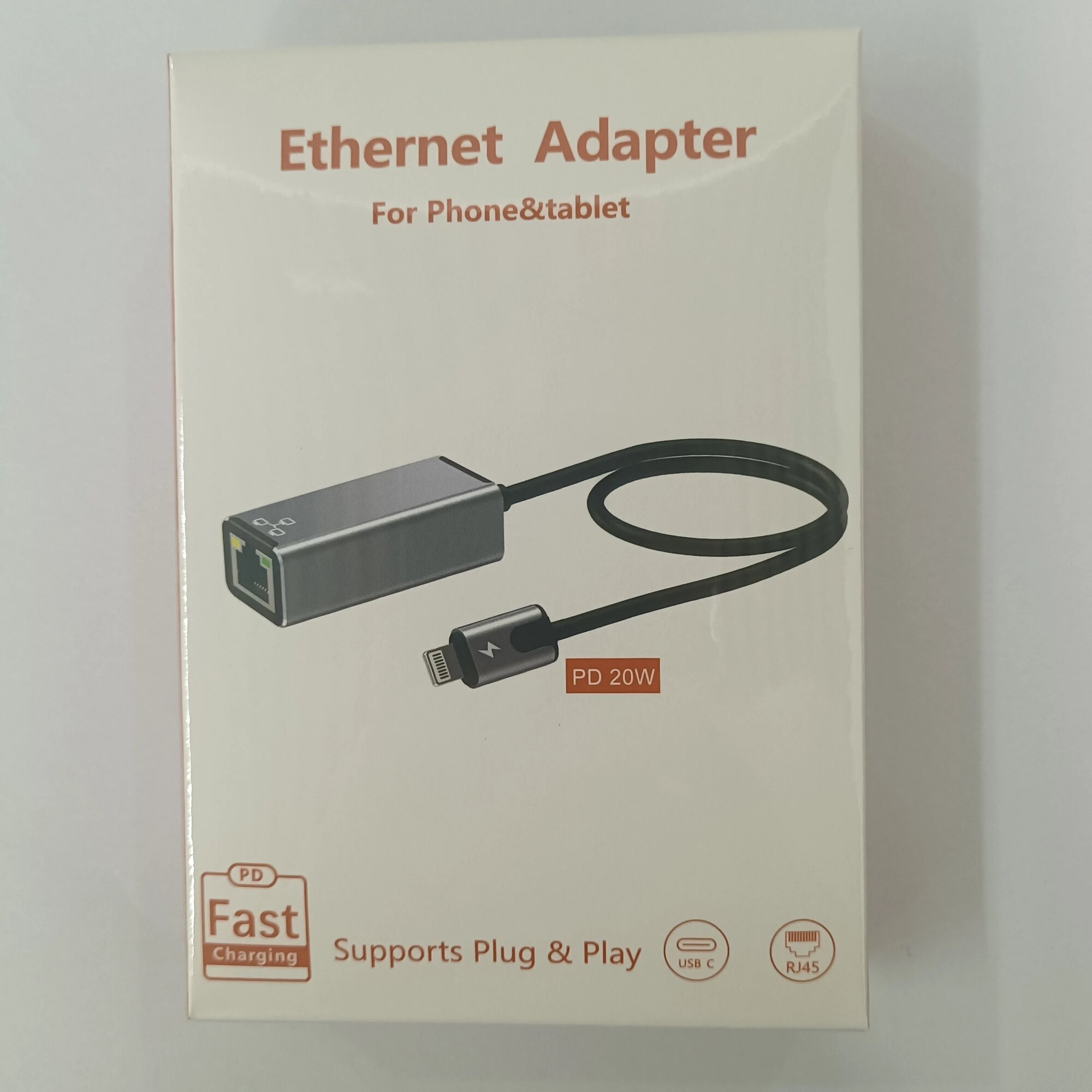 Адаптер AIRSKY RJ45 Lightning-Ethernet для Apple IPhone Ipad PD Быстрое зарядное устройство 1000M Тип C USB A Мобильная игра Серый Синий Розовый