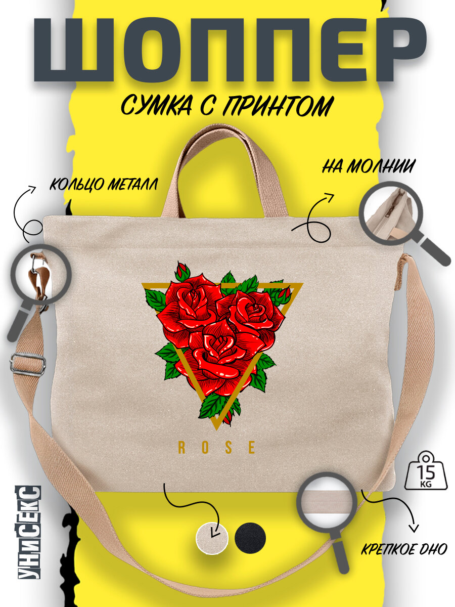 Сумка  шоппер y2k через плечо с розами rose