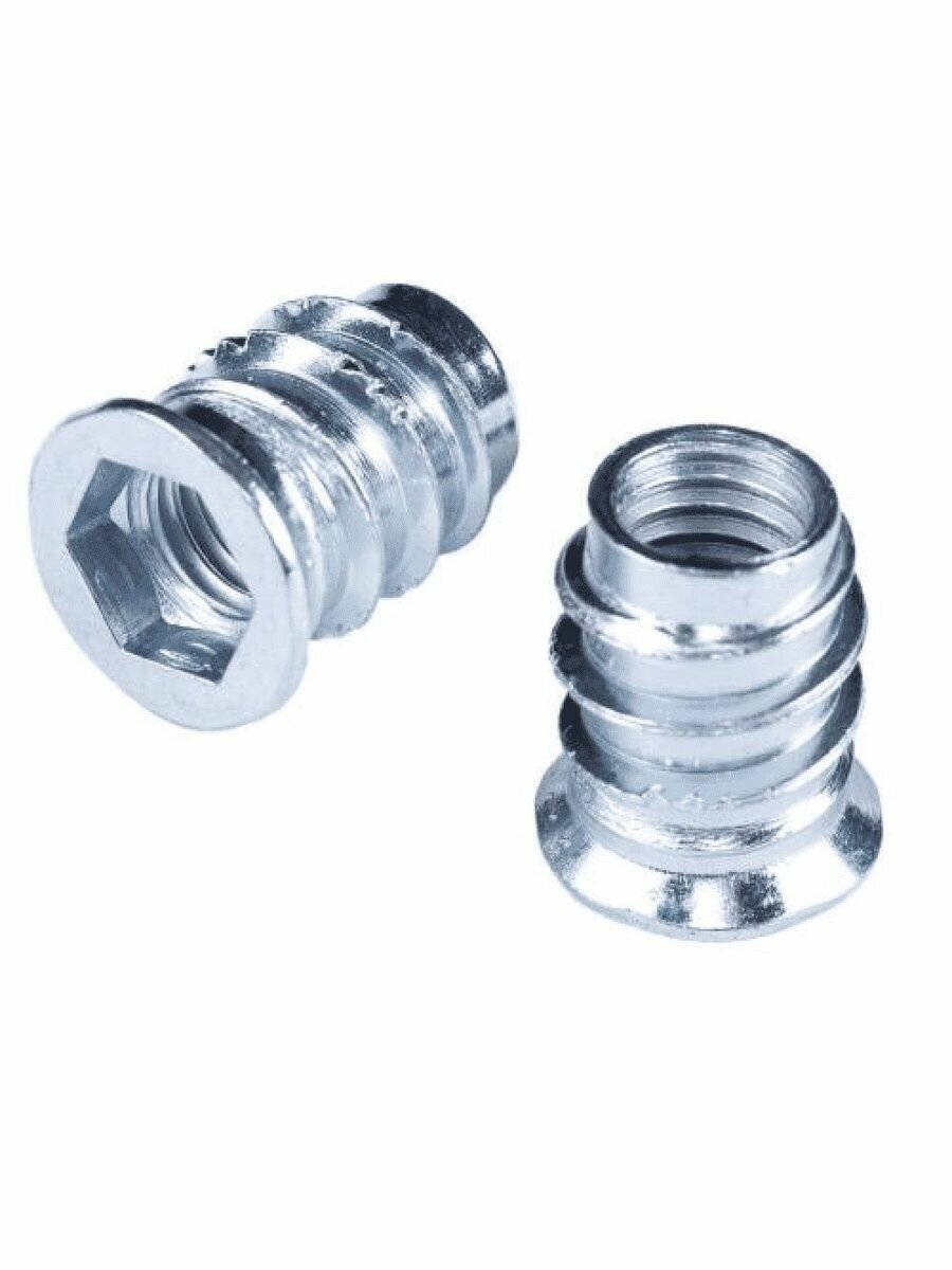 Футорка мебельная М6*13 мм оцинкованная, резьбовой фитинг, гайка мебельная, вставка резьбовая