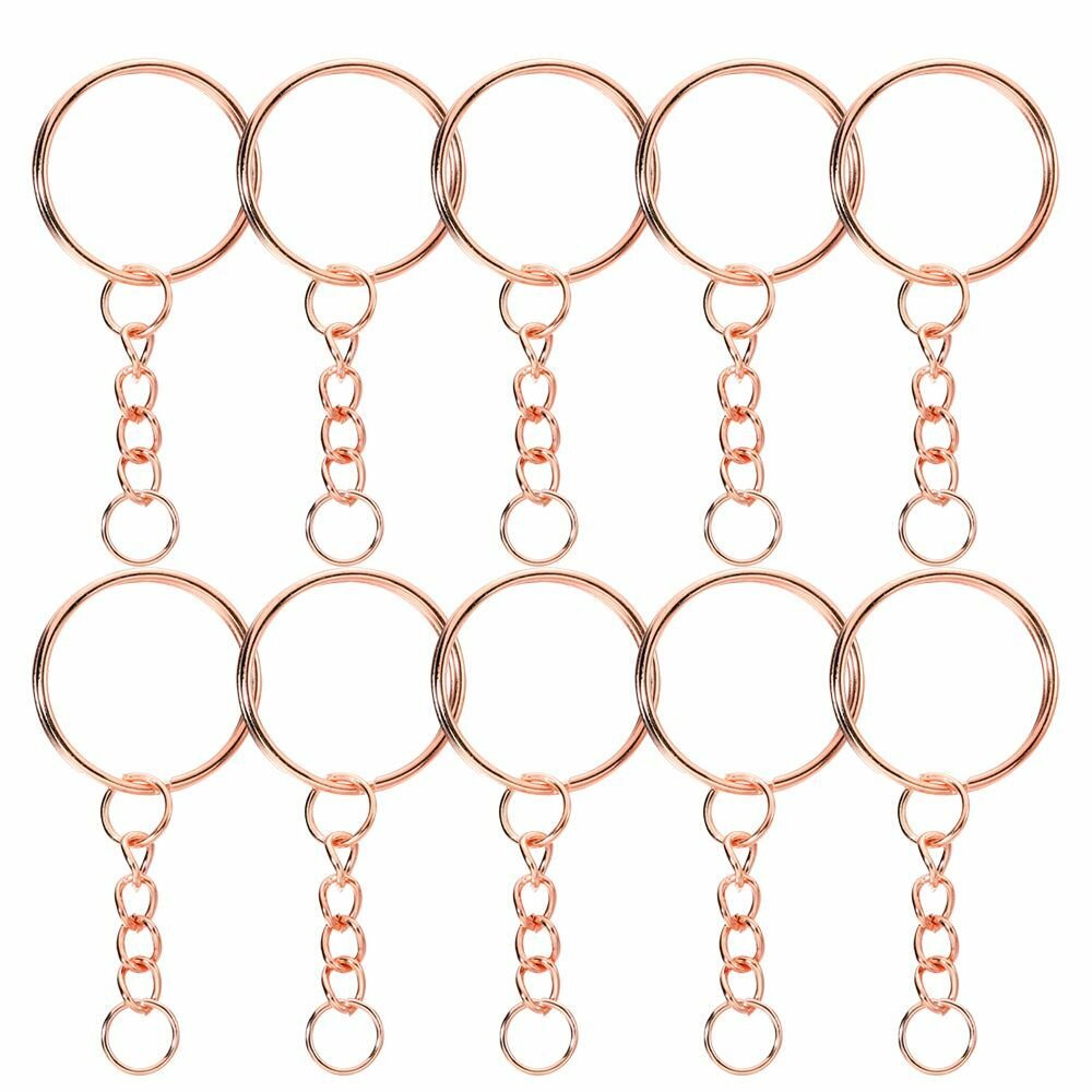 Основа для брелка с кольцом 25 мм и цепочкой 20 мм — набор 10 шт для рукоделия, DIY украшений и подарков и идей