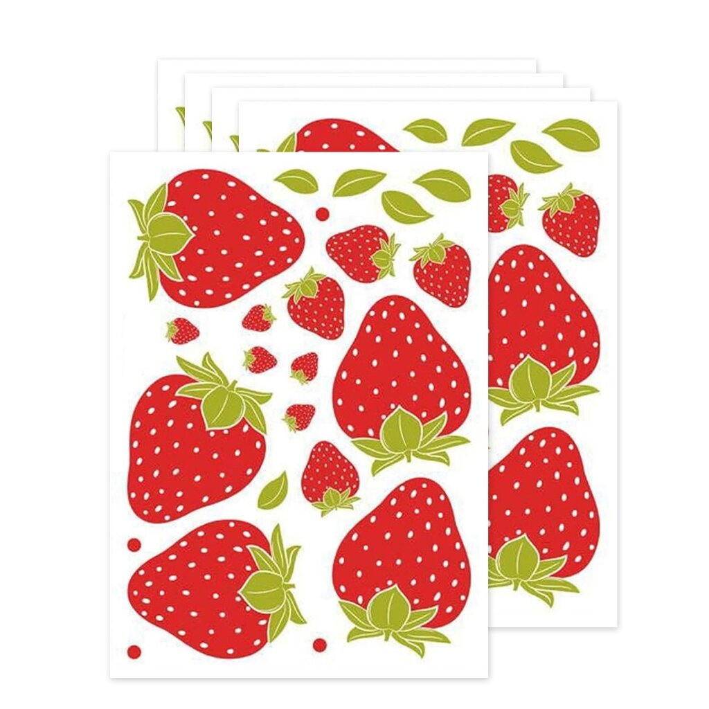 Клубничные наклейки на стены, водонепроницаемая клейкая ПВХ наклейка, съемная для детской комнаты