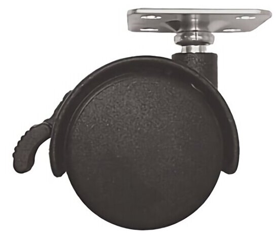 Поворотное колесо 50 мм на монтажной площадке, пластиковое, с тормозом для мебели