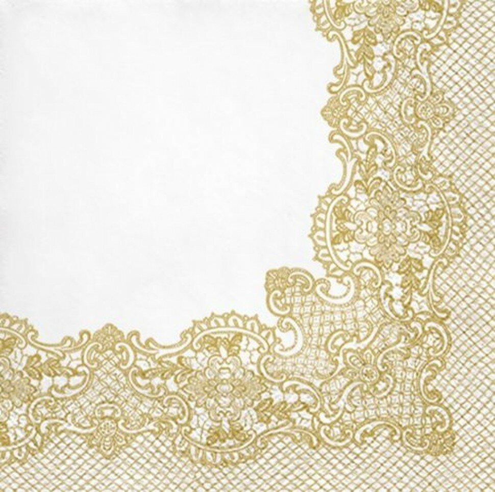 #SDL089209 Салфетка трехслойная для декупажа "Королевское кружево" 33 x 33 см PAW Decor Collection 4 шт