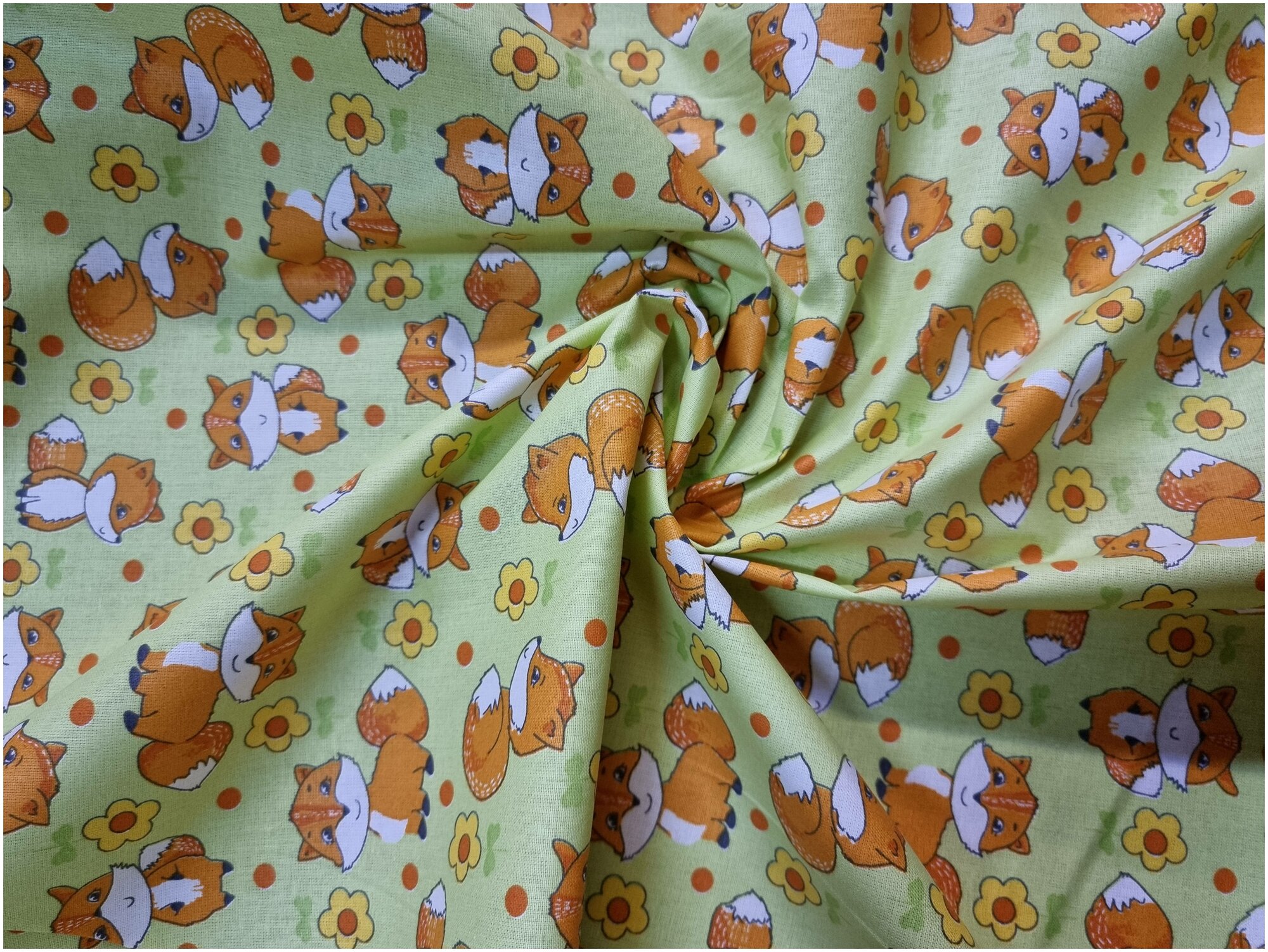 Ткань, детская Бязь Лисичка для постельного белья и рукоделия ширина 150 см