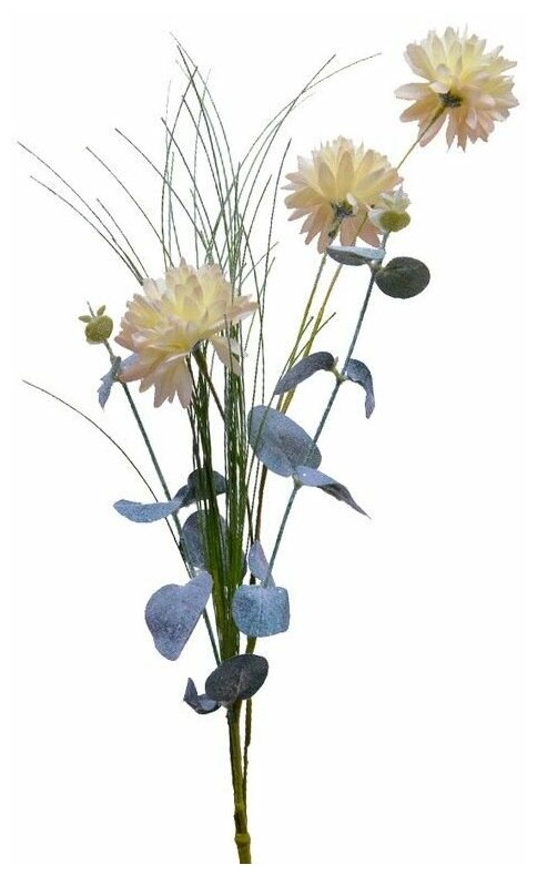 Искусственные цветы полевые георгины мерцающие, полиэстер, белые, 66 см, Kaemingk 220432