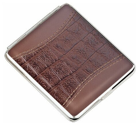 Портсигар S.Quire, нержавеющая сталь, натуральная кожа, цвет коричневый (AB02-3077)