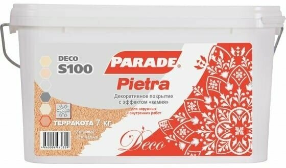 Декор. покрытие с эф. камня PARADE DECO Pietra S100 Терракотта 7кг Россия