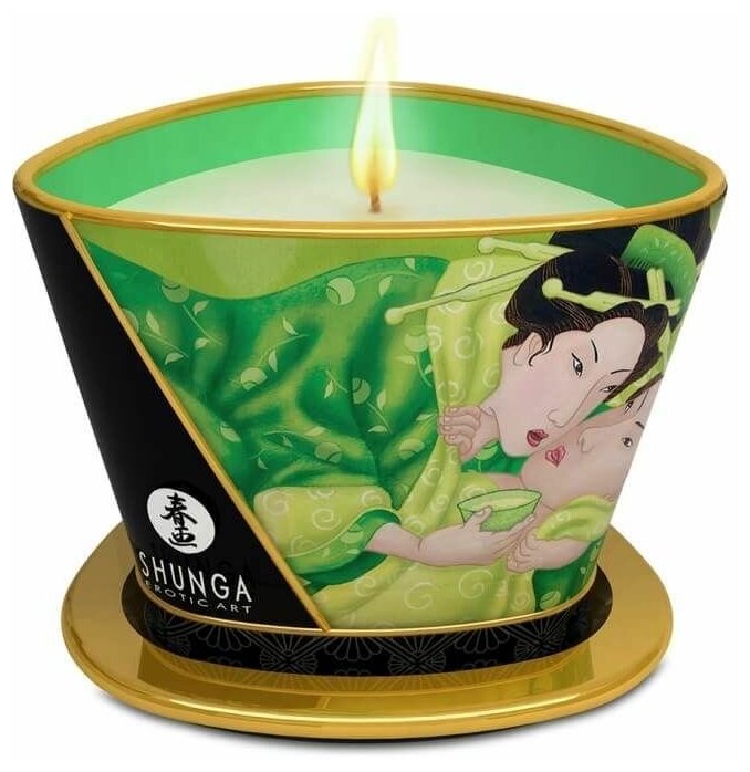 Массажная свеча зеленый чай Shunga Exotic Green Tea, 170 мл Shunga Массажная свеча зеленый чай Shunga Exotic Green Tea, 170 мл