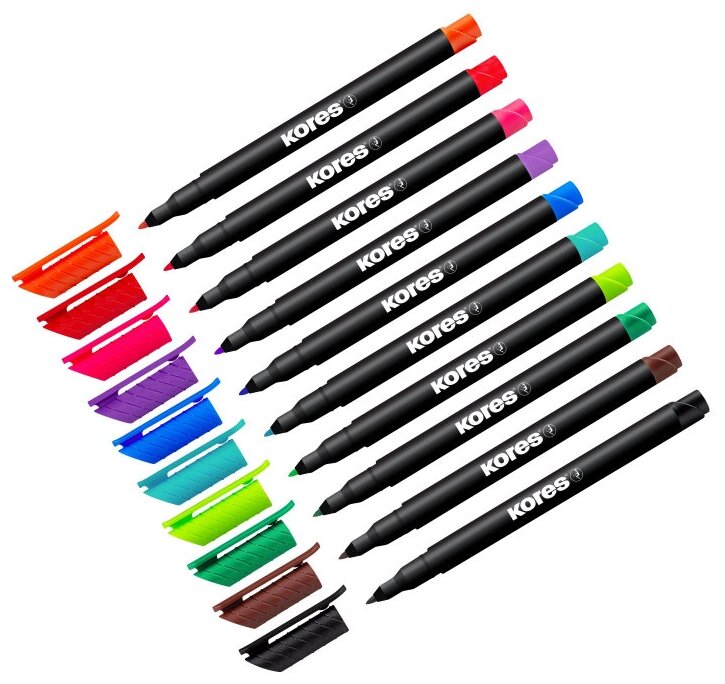 Набор маркеров перманентных KORES 10 цв, 1 мм 22141 1336210