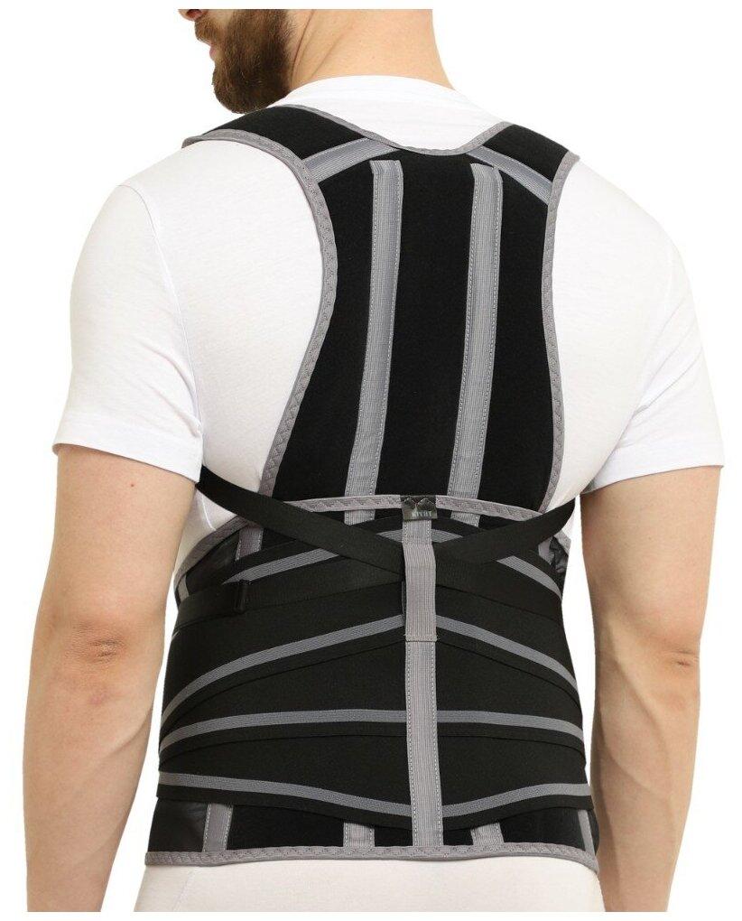 Корсет ортопедический грудопоясничный Крейт Б-2509, Размер 3, Рост 2, Черный/серый