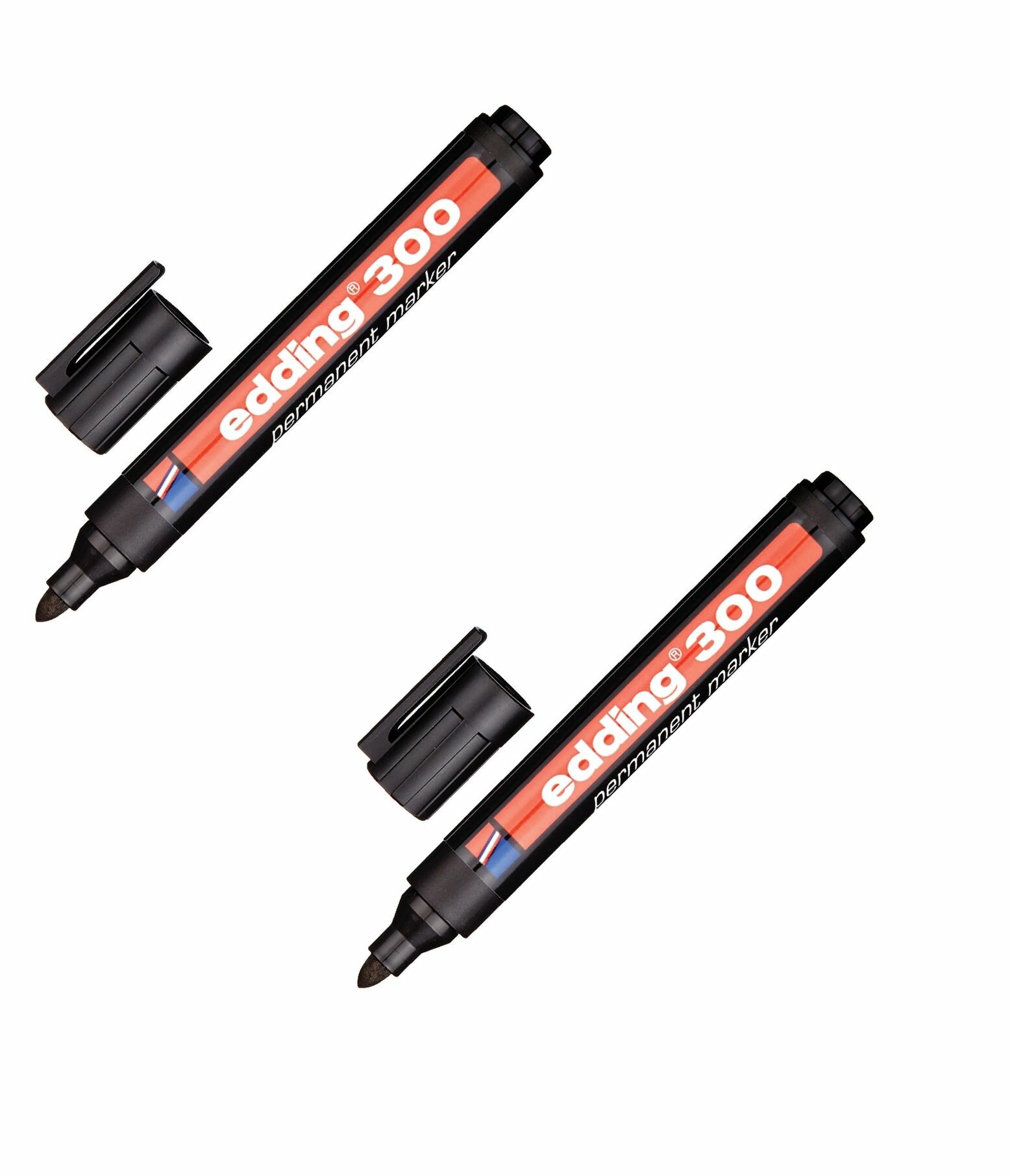 Edding Маркер перманентный E-300/1 черный 1,5-3мм круглый наконечник, 2 уп