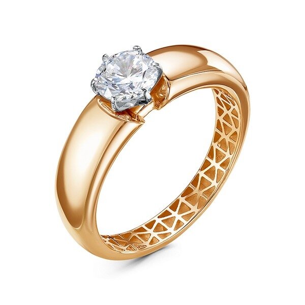 Кольцо, красное золото, 585 проба, фианит