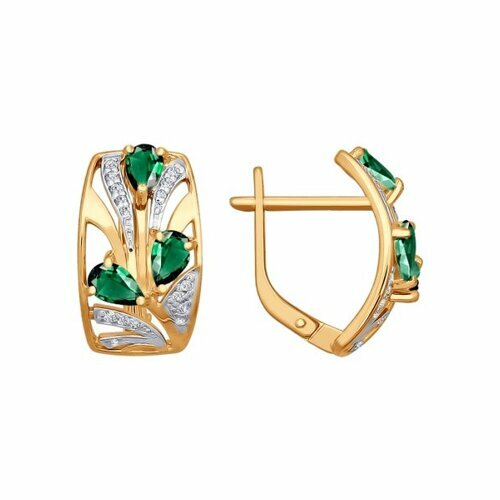 Серьги, красное золото, 585 проба, фианит