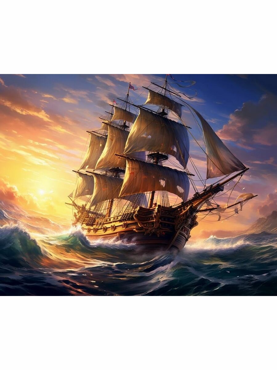 Картина по номерам корабль в море 40х50
