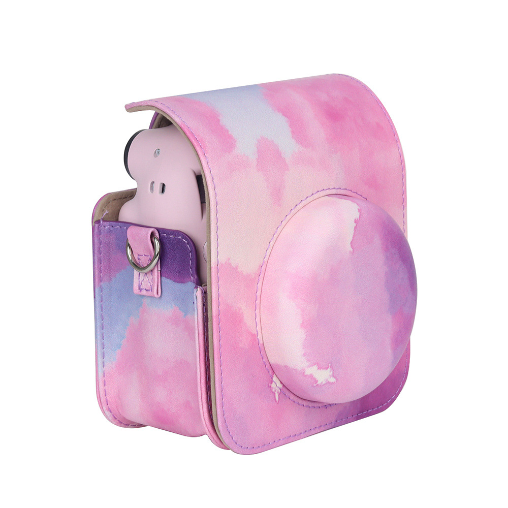 Сумка-футляр-чехол MyPads 2 в 1 из качественной импортной кожи для фотоаппарата Fujifilm Instax Mini 12 тематика Акварель