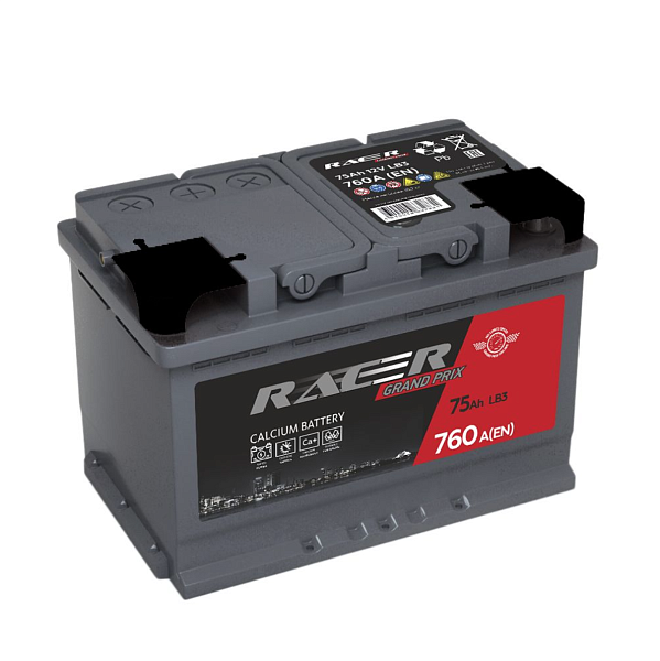 Аккумулятор автомобильный RACER Grand Prix 75.0 Ah 760 A ОП (278x175x175) LB3 278x175x175