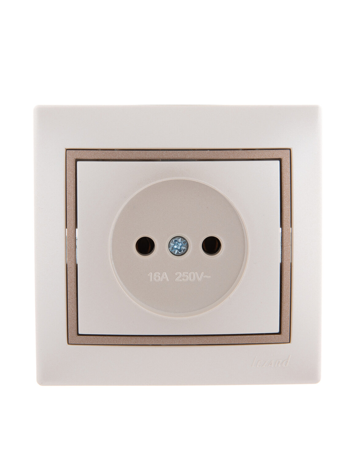 Розетка LEZARD MIRA без заземления керамика жемчужно-белый перламутр-светло коричневый со вставкой