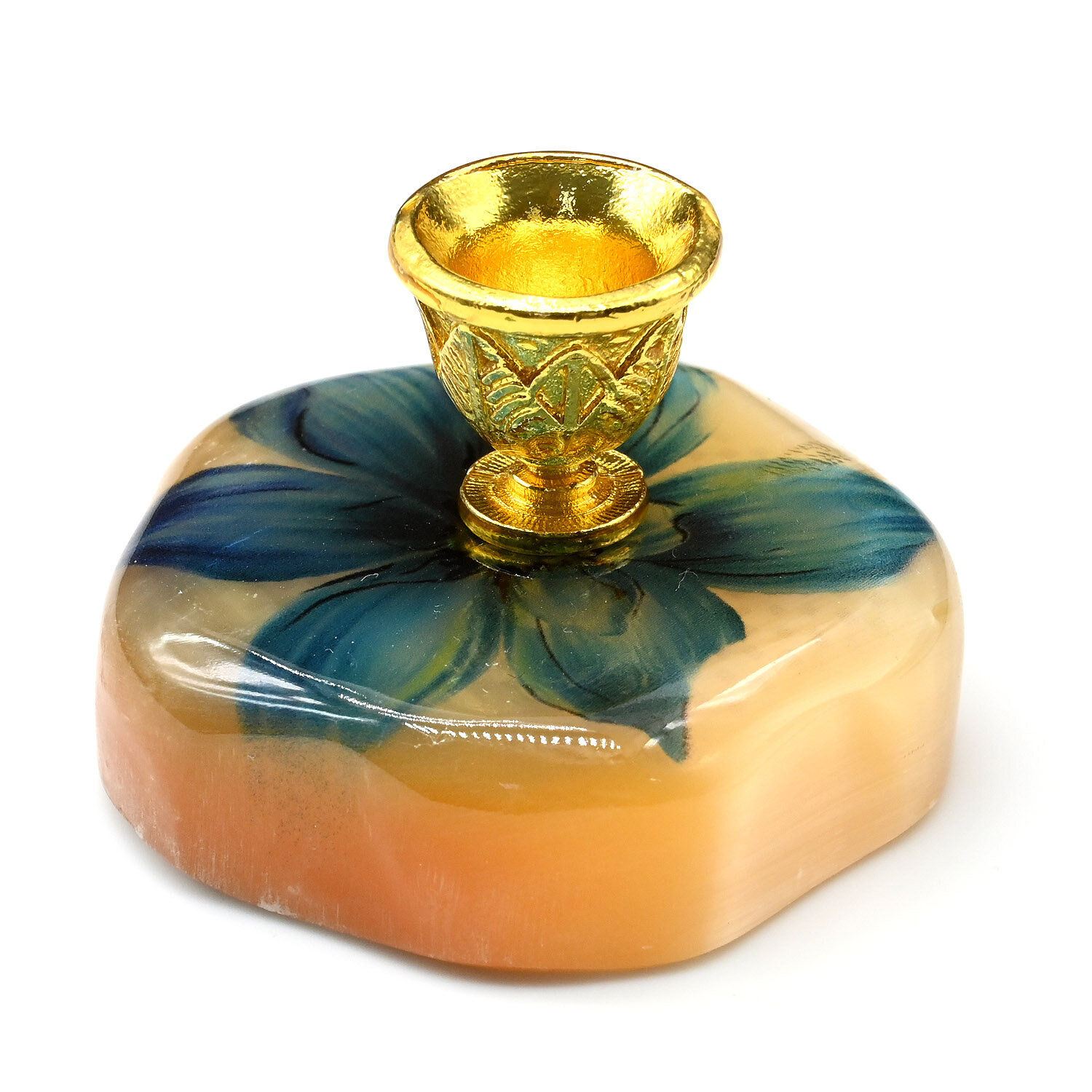 Подсвечник церковный из селенита цветок №9, 48*48*31мм