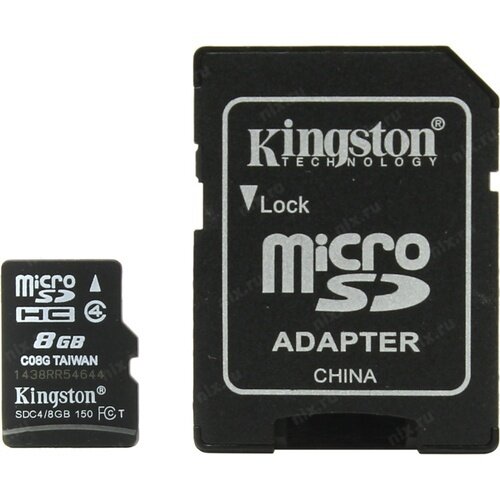 Карта памяти 8 GB MicroSD . Карта флеш-памяти для записи, чтения и хранения данных.