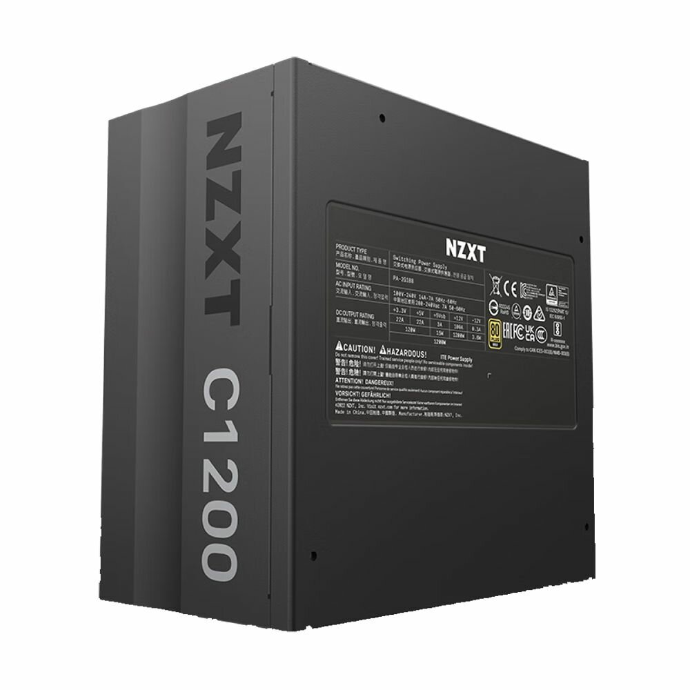 Блок питания NZXT C1200, 80 PLUS Gold, 1200 Вт, черный (PA2G1BBEU)