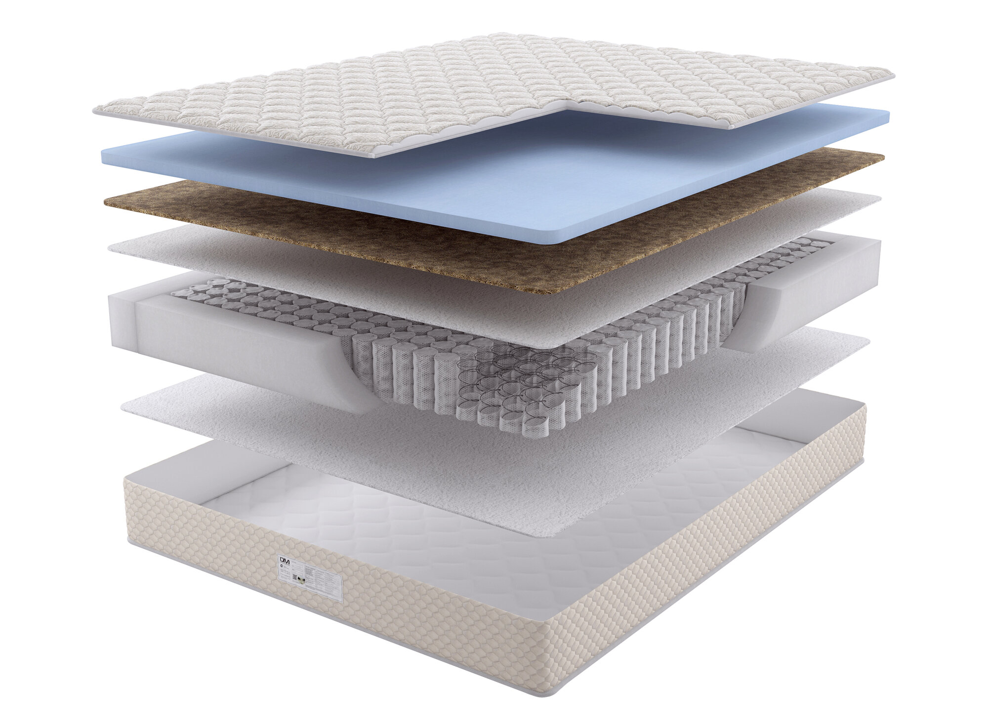 Матрас Dream Master Уно 8 SP 160х200 высота 21 см анатомический средней жесткости кокосовый Независимые пружины