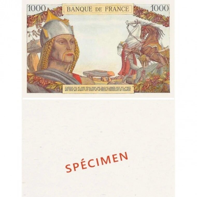 Пробные 1000 франков 1950 Франция, сувенирная копия, банкноты и купюры редкие коллекционные