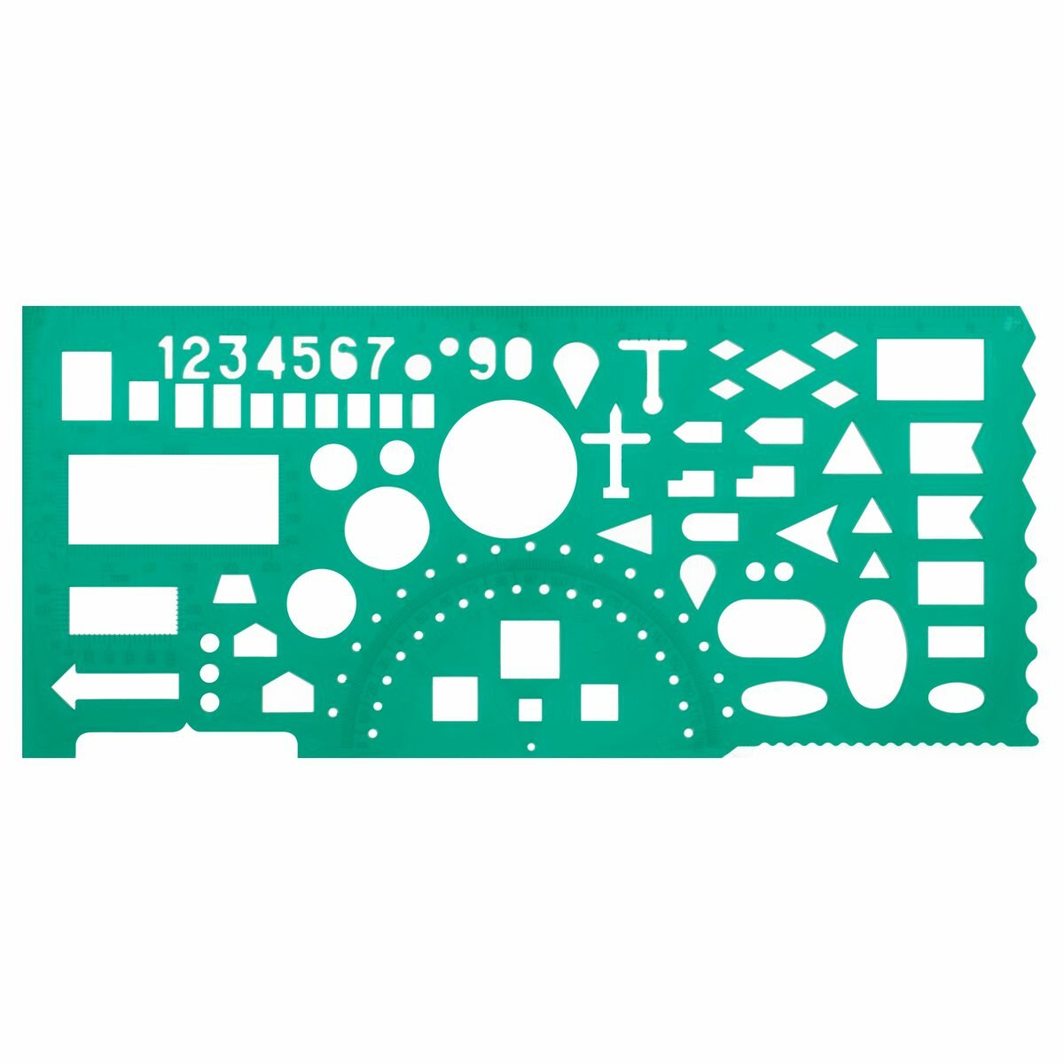 Линейка с шаблонами (офицерская) Стамм, гибкая, зеленая, отливная шкала 20см (ТТ02), 20шт.