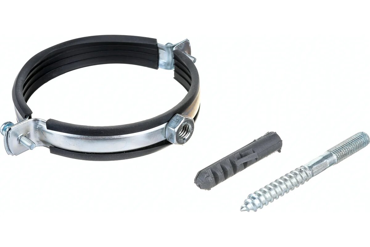 RTP металлический хомут со шпилькой, шурупом и дюбелем 4' 105/115 мм 29199 в комплекте