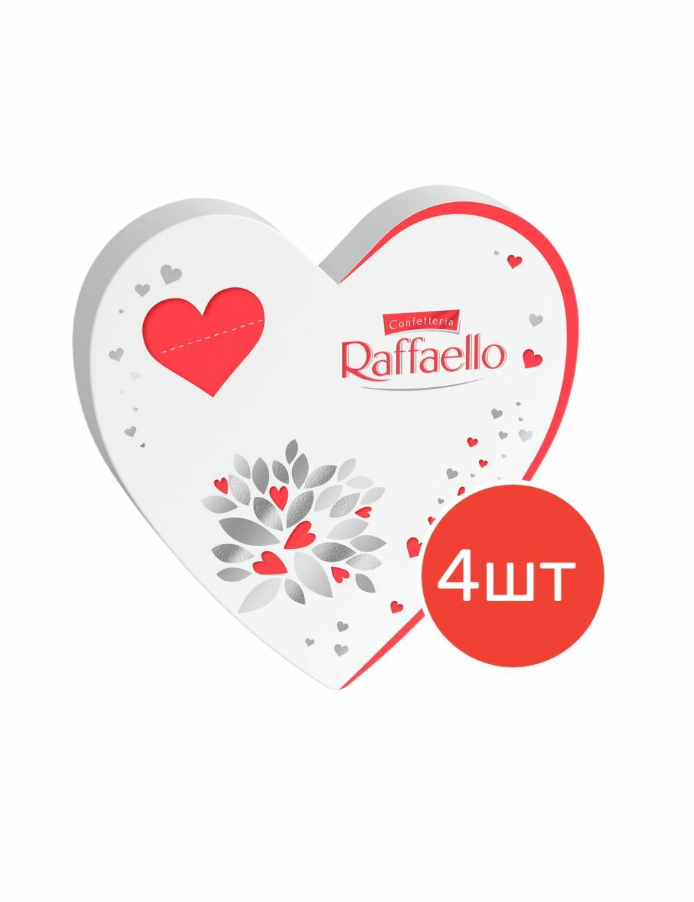 Конфеты в коробке Raffaello с миндалем в кокосовой обсыпке 120г сердце 4 шт