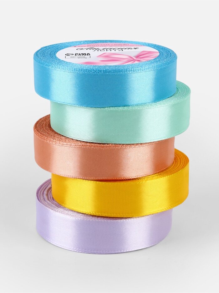 Набор атласных лент «Весенний», 5 шт, размер 1 ленты: 20 мм × 23 ± 1 м