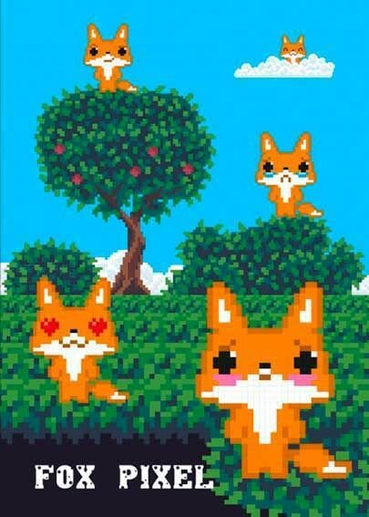 Тетрадь ЭКСМО 48 листов, клетка, "Fox pixel", разноцветная (978-5-04-104328-5)