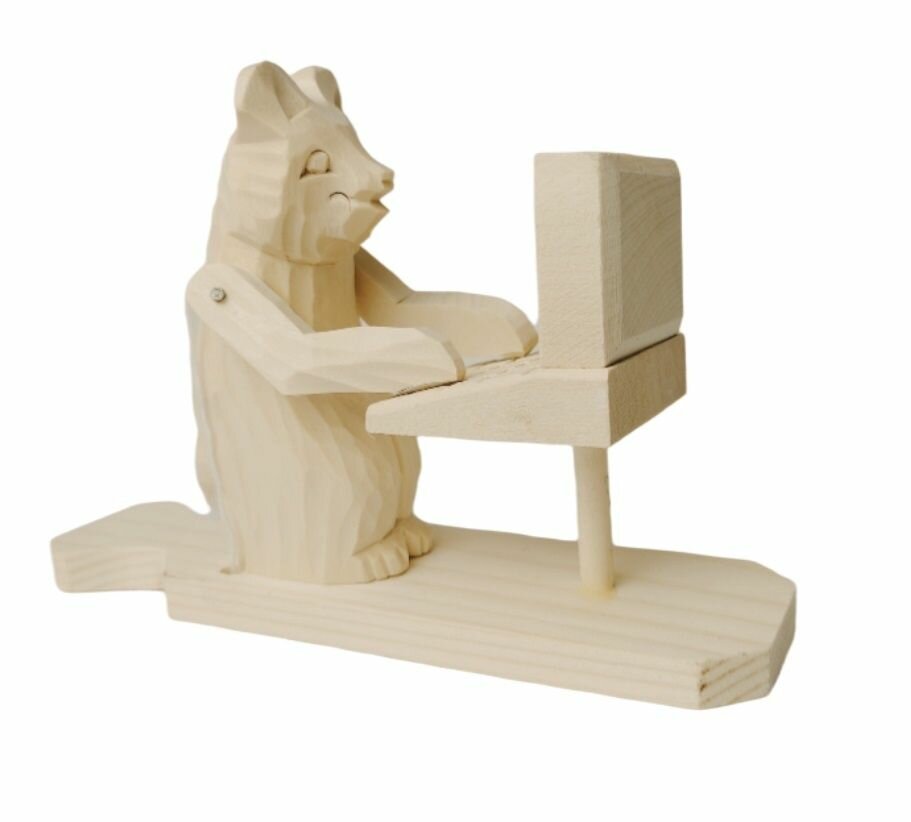 Игрушка-стучалка Нескучные игры Богородская игрушка "Мишка за компьютером" деревянная (07408)