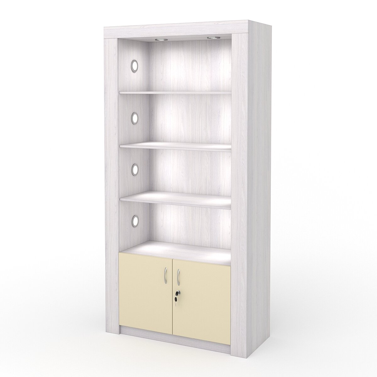 Стеллаж "афродита" №3-1 (задняя стенка - ДВП), Ясень Анкор и Крем Вайс