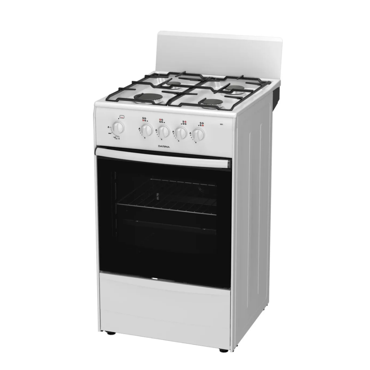 Газовая плита Darina A 3001 W, газовая духовка, без крышки, сталь, белый и черный