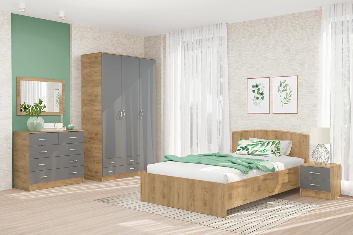 Комплект мебели для спальни Кэт-7 (набор 5) крафт/графит, с комодом